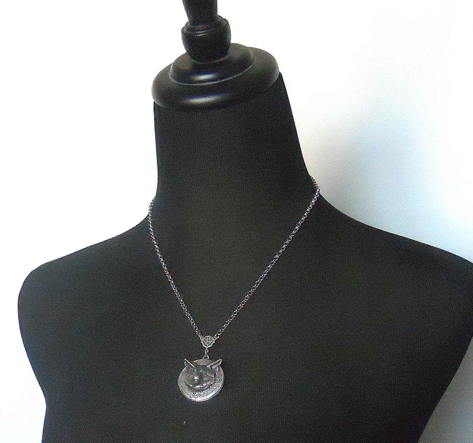 Fox Locket Necklace Vintage Locket Long Necklace 3D Fox - Etsy