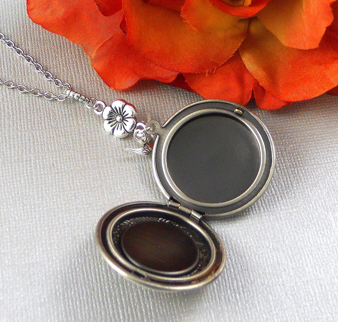 Victorian Stone Locket Silver Silver Locket Bird Sparrow | Etsy