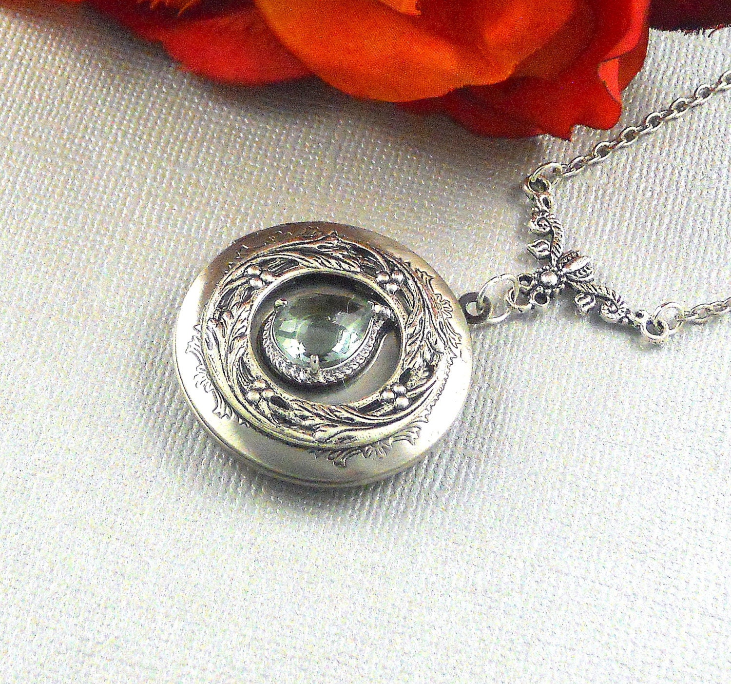 Victorian Gray Grey Locket Antique Silver Locket Rhinestone - Etsy