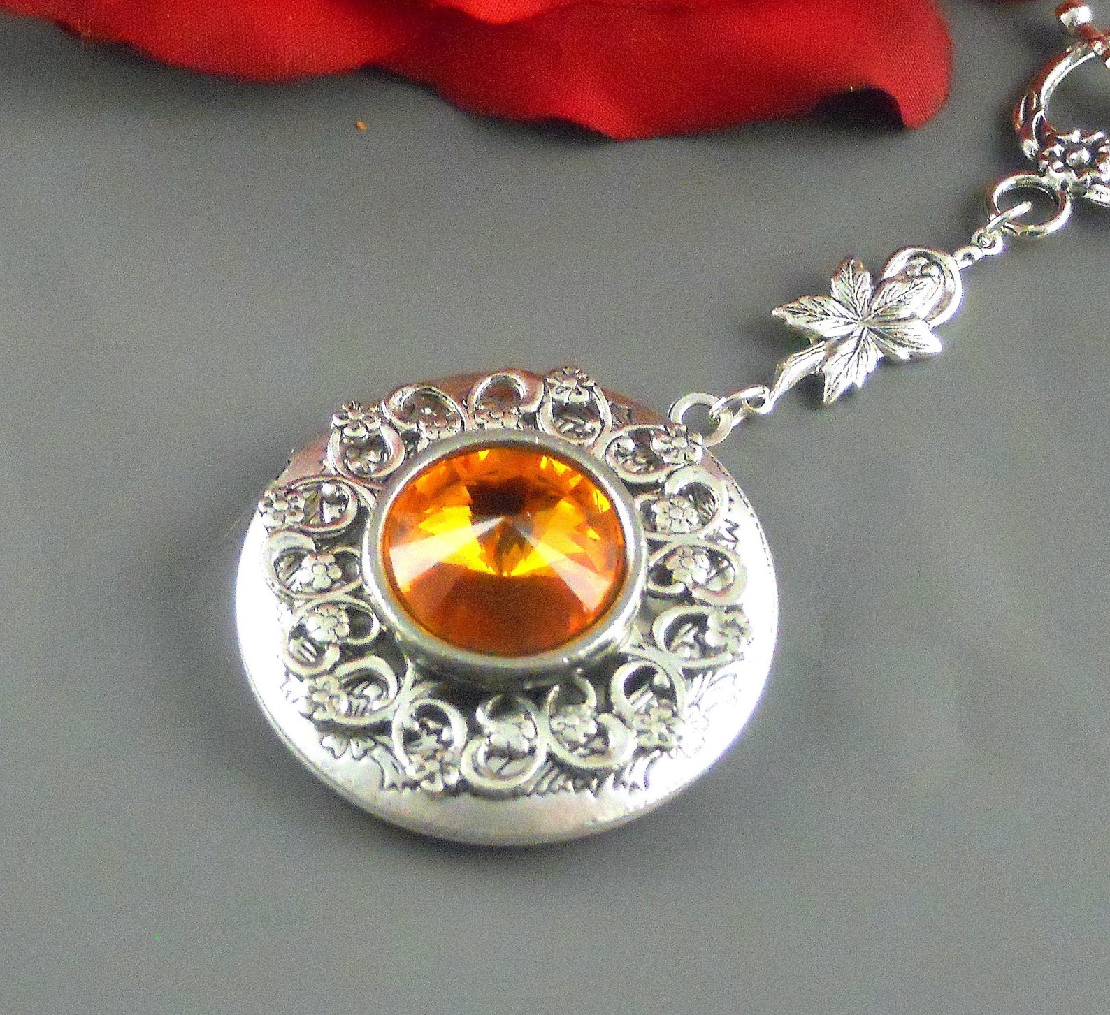 Victorian Citrine Locket Antique Silver Locket Rhinestone - Etsy