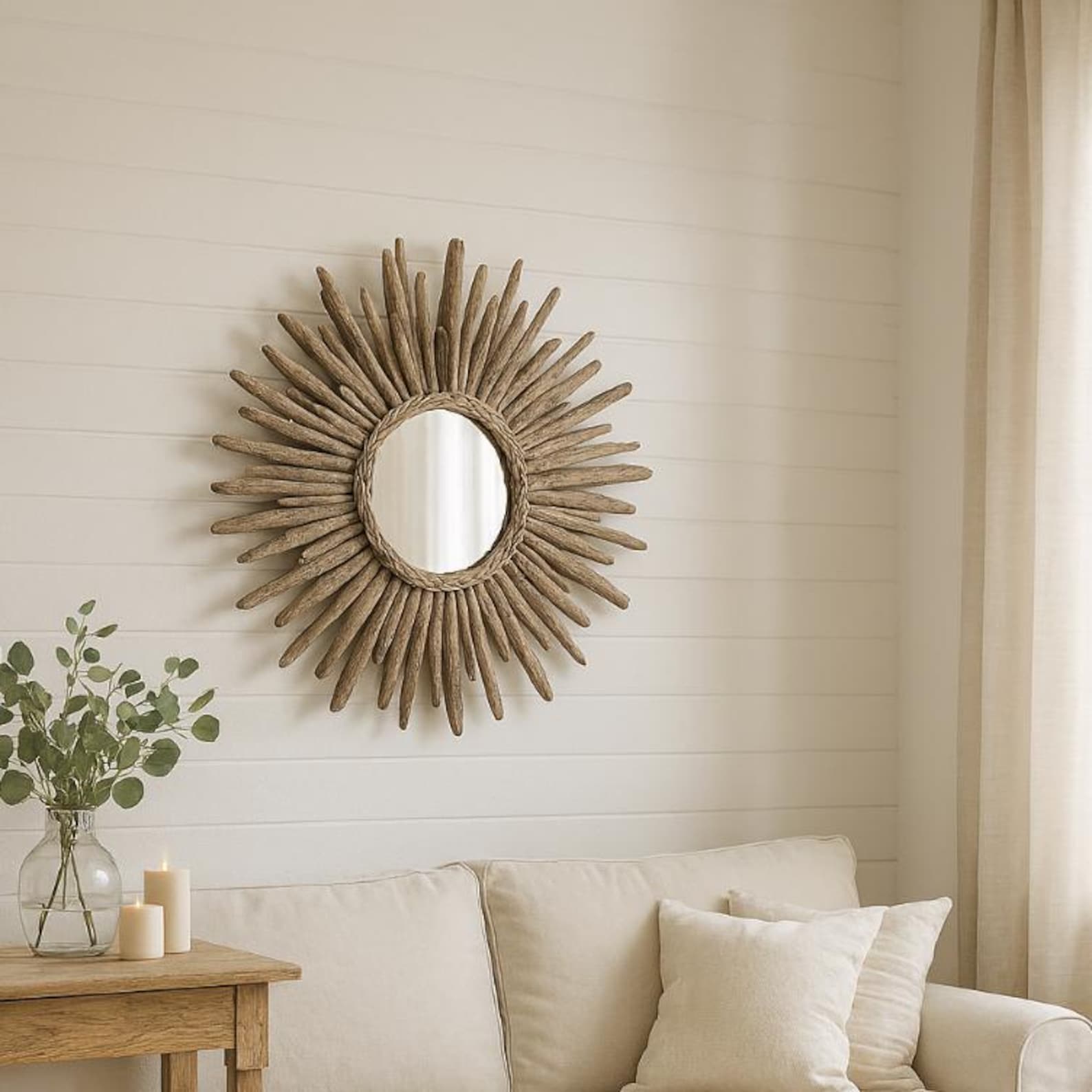 Driftwood Mirror Rustic Coastal Wall Decor, Rustic Beach-inspired Frame ...