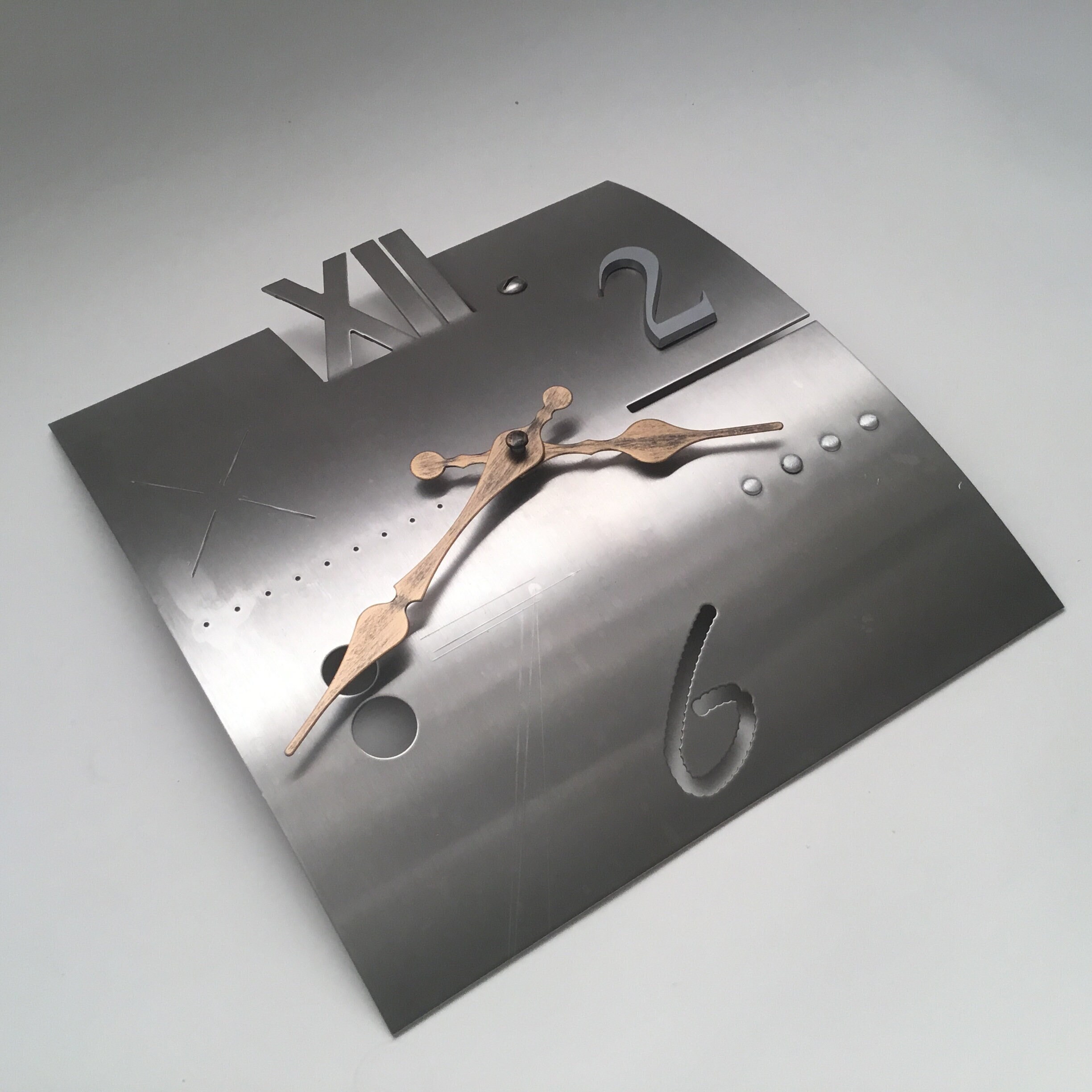 Modern Wall Clock Metal Cutouts Industrial Office Look 9x 9.5 Home ...