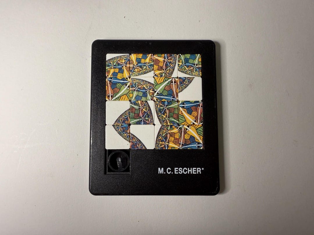 M.C Escher Sliding Tile Hand Puzzle Germany 3 X 3.5 Rare With Stopper ...