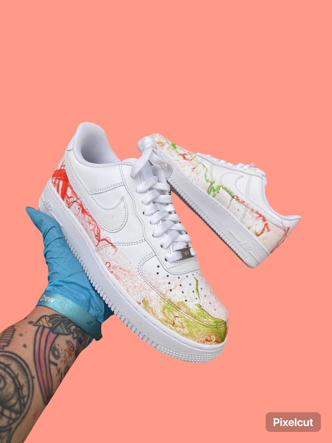 Custom Bespoke Orange and Green Hydro Dipped Nike Air Force 1 - Etsy