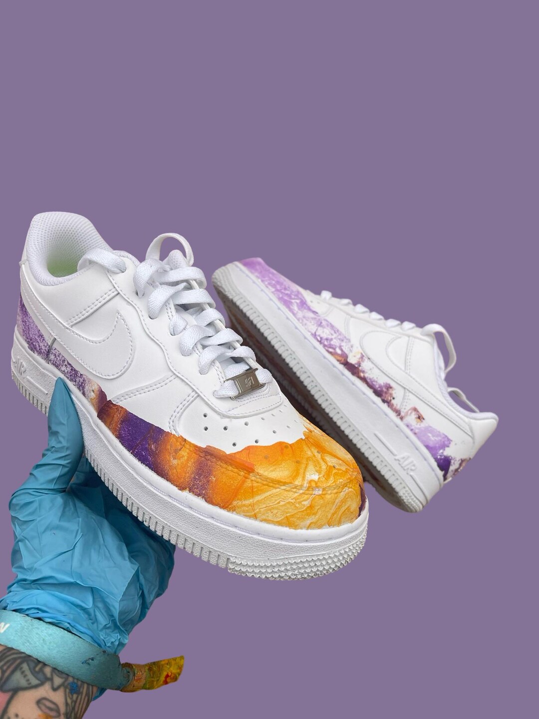 Custom Bespoke Purple and Orange Hydro- Dipped Nike Air Force 1 - Etsy