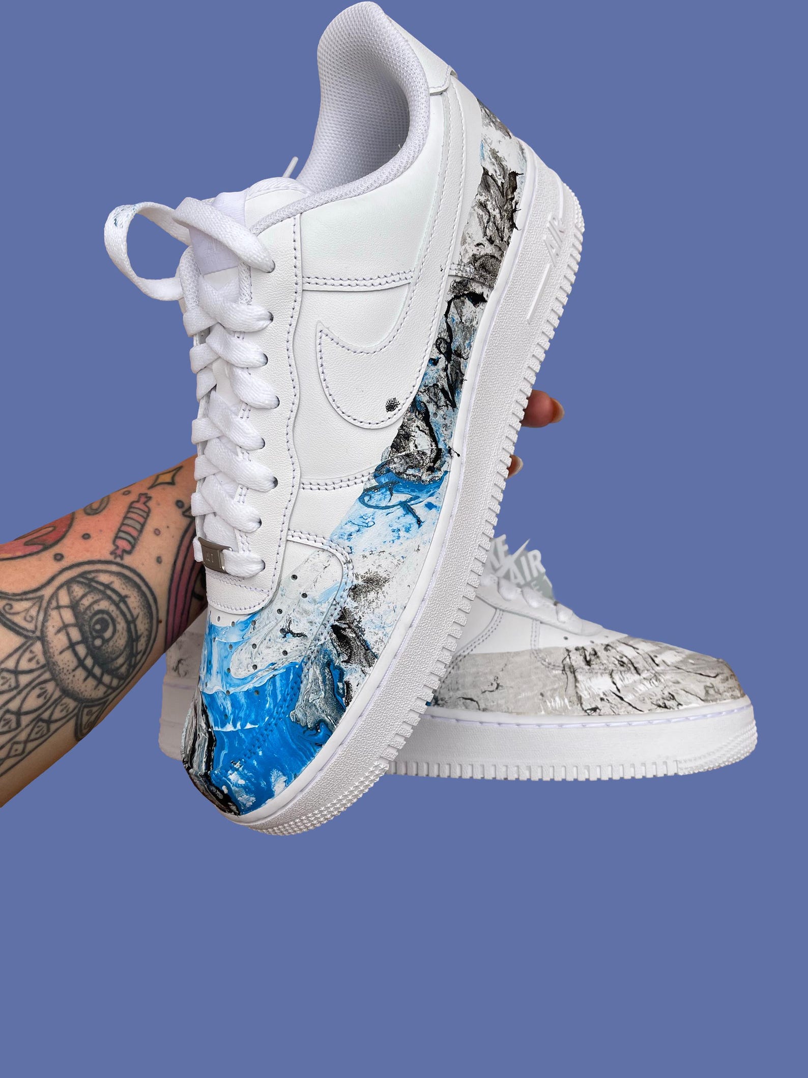 Custom Bespoke Black and Blue Hydro- Dipped Nike Air Force 1 - Etsy