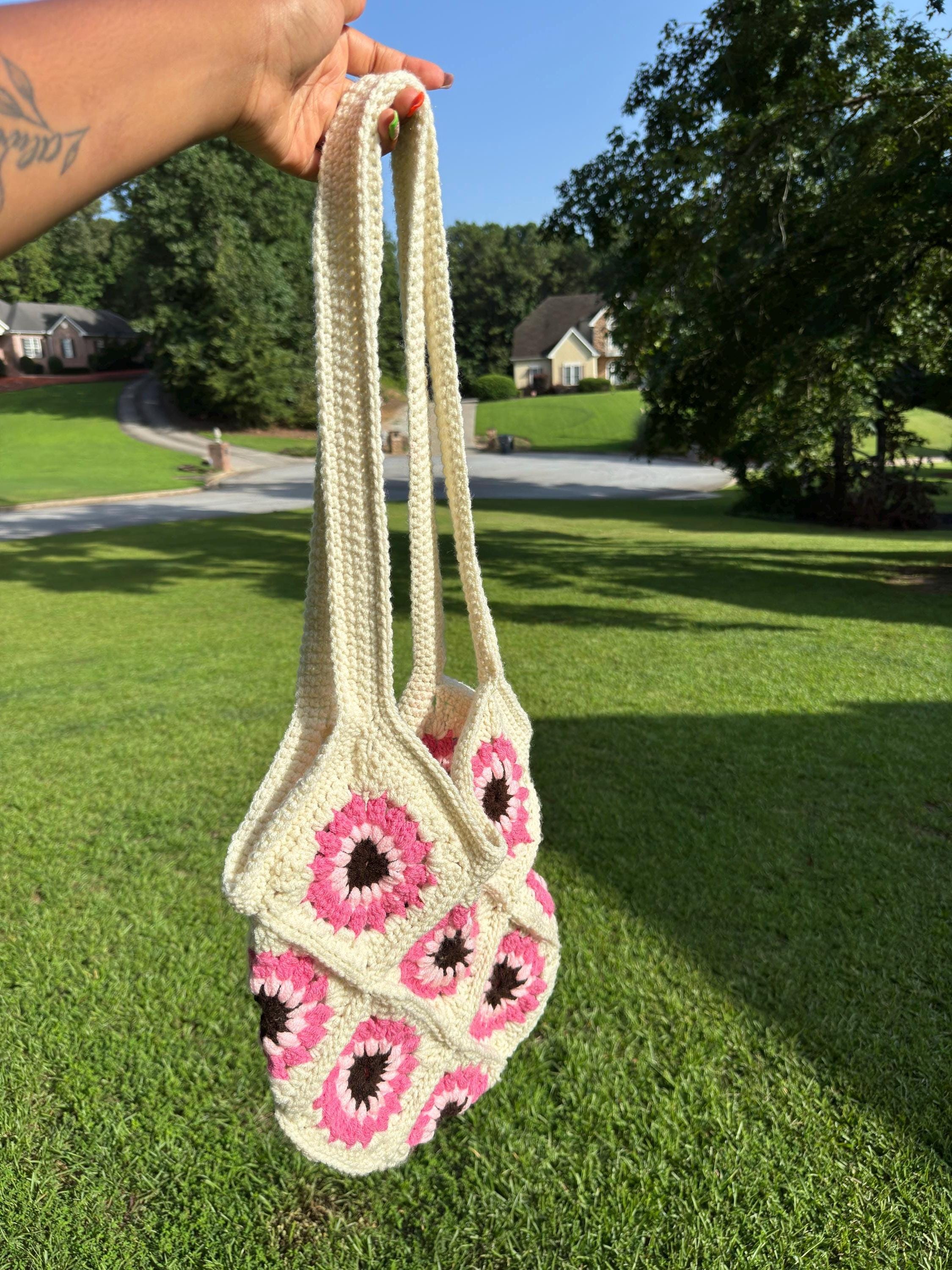 Handmade Sunflower Granny Square Crochet Bag - Etsy
