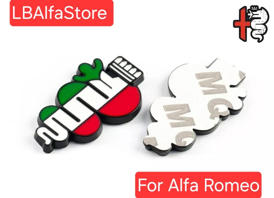 2x 3D Alfa Romeo Badges Snake Emblems - Italian Flag Style, 3D Metal ...