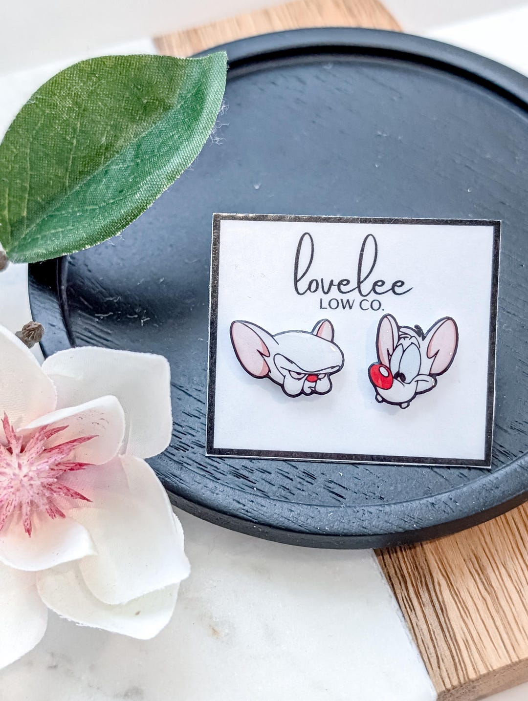Pinky and the Brain Stud Earrings 90s Cartoon Nostalgia Hypoallergenic ...