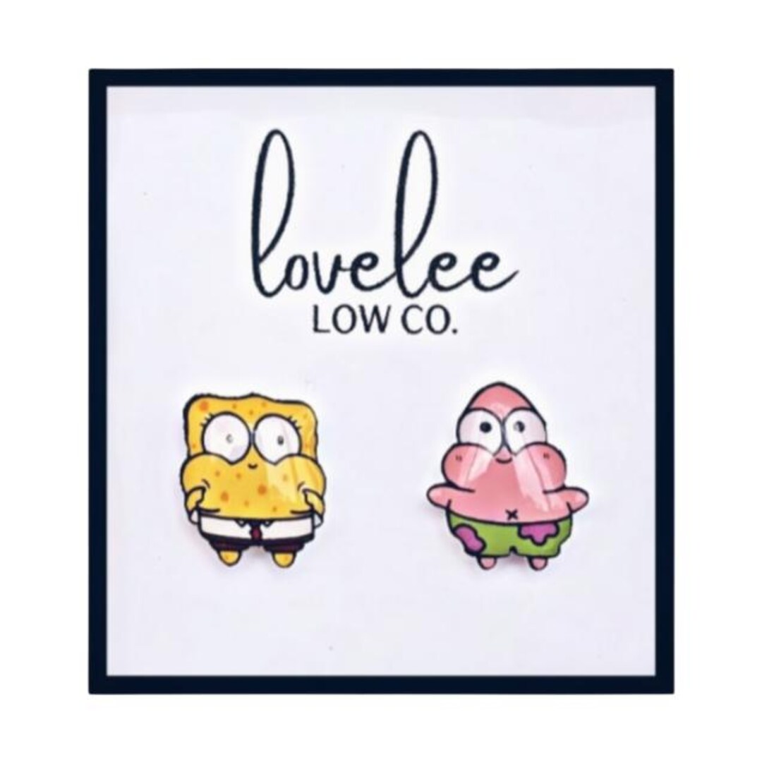 Spongebob Inspired 90s Stud Earrings Mismatched Earrings Hypoallergenic ...