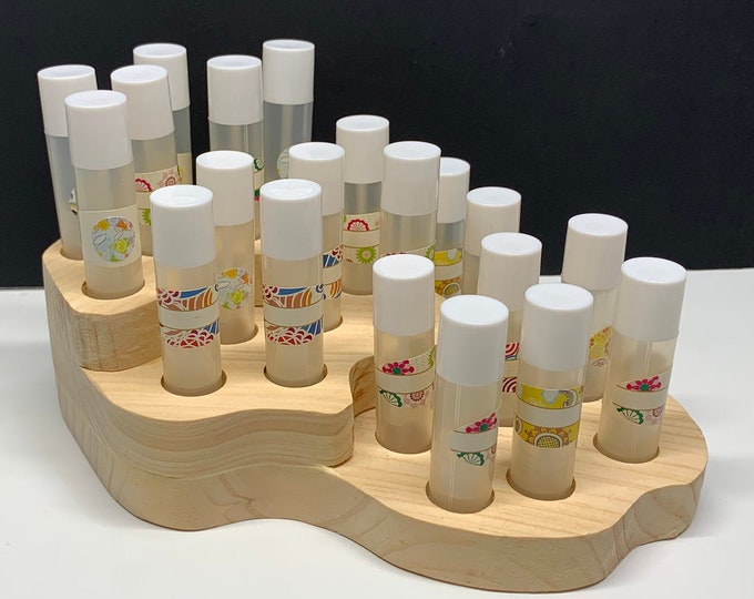 Lip Balm Tube Holder Waterfall Effect Lip Balm Display Wooden Multi Level Lip Balm Display ...