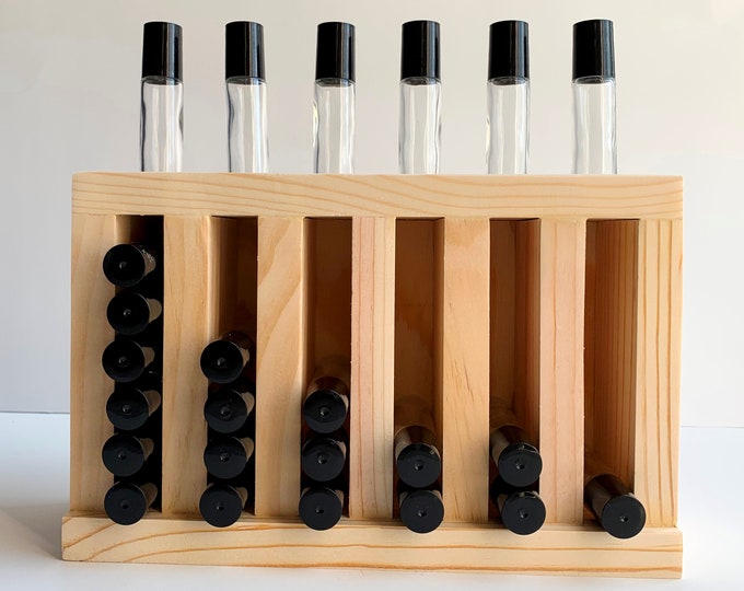 Wooden Display Rack for Fragrance or Essential Oils 10 Row Bottle ...