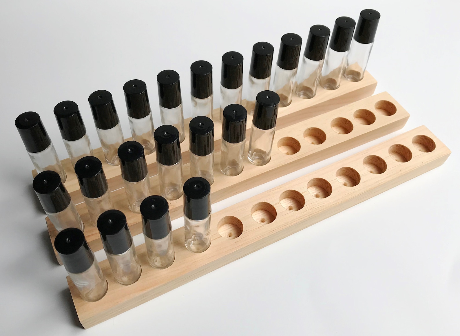 Rollerball Bottle Strip Displays Wooden Roll on Bottle Holders Wood ...