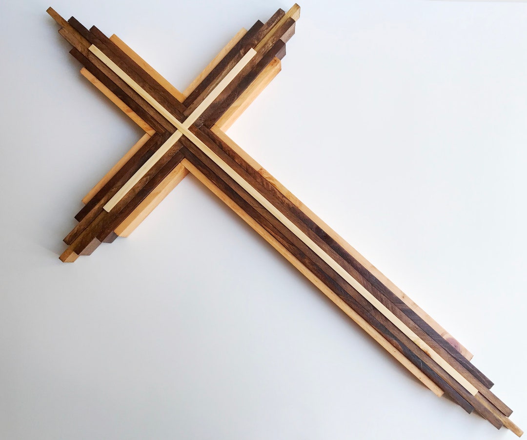 Cross Wood Crucifix Wooden Cross Stained Wooden Cross Crucifix Layered ...