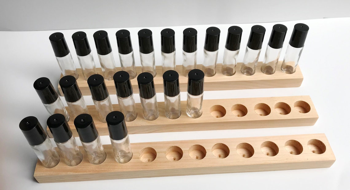 Rollerball Bottle Strip Displays Wooden Roll on Bottle Holders Wood ...