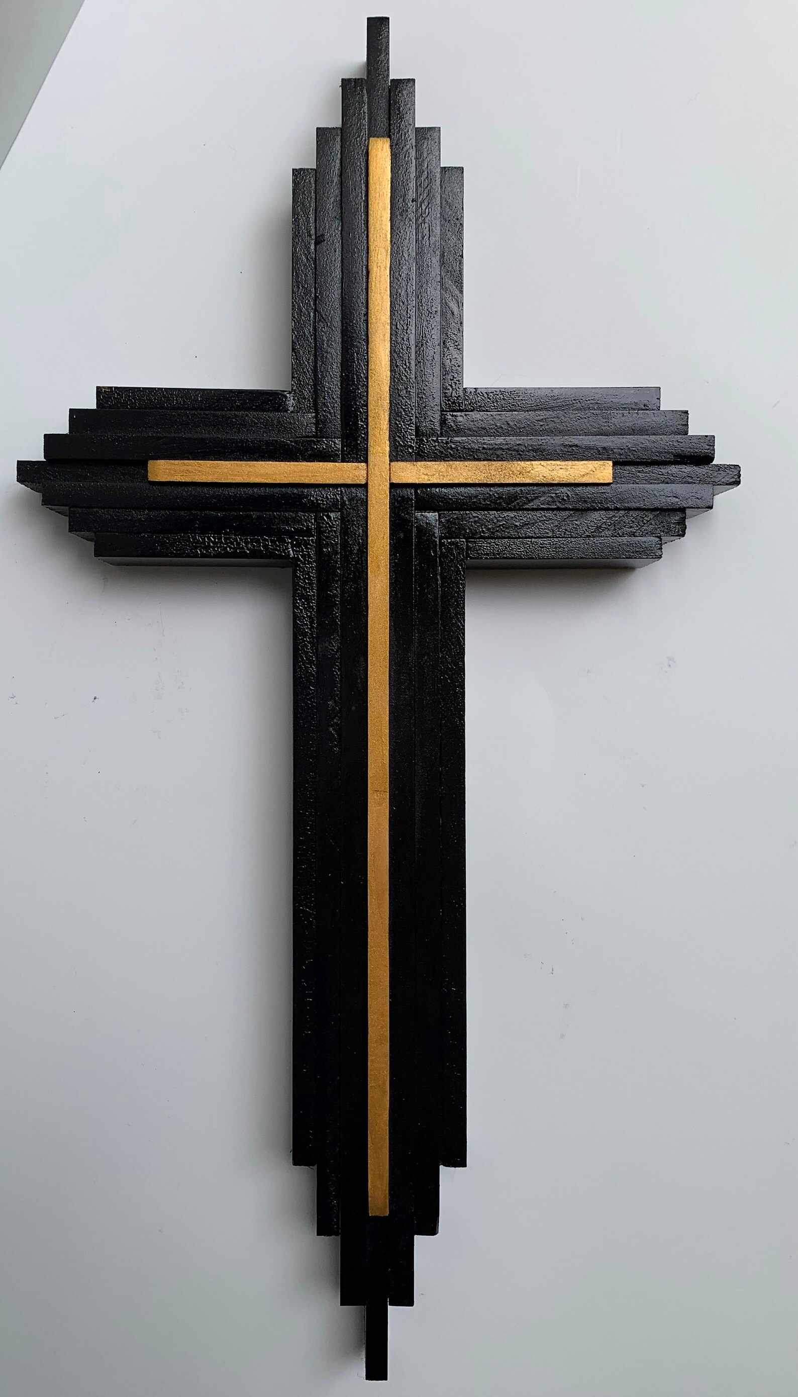 Cross Wooden Crucifix Wood Cross Black and Gold Wooden Cross Crucifix ...