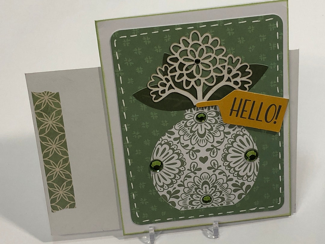 Handmade Friendship Card: Blank Inside, Floral Vase Design - Etsy