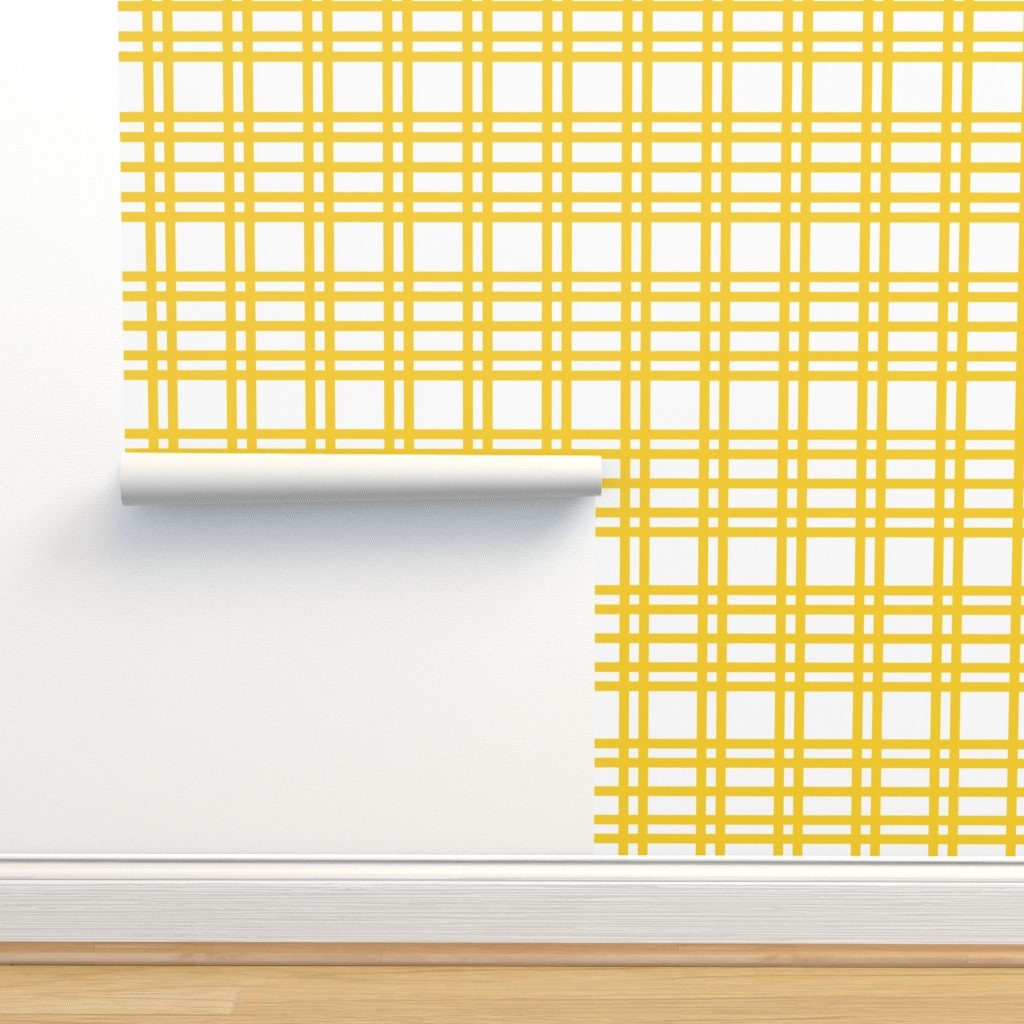 Yellow Plaid Wallpaper in Peel and Stick or Prepasted Wallpaper ...