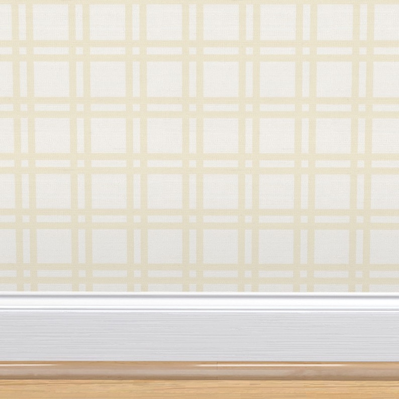 Wallpaper Neutral Beige Grid Wallpaper in Peel and Stick or Prepasted ...