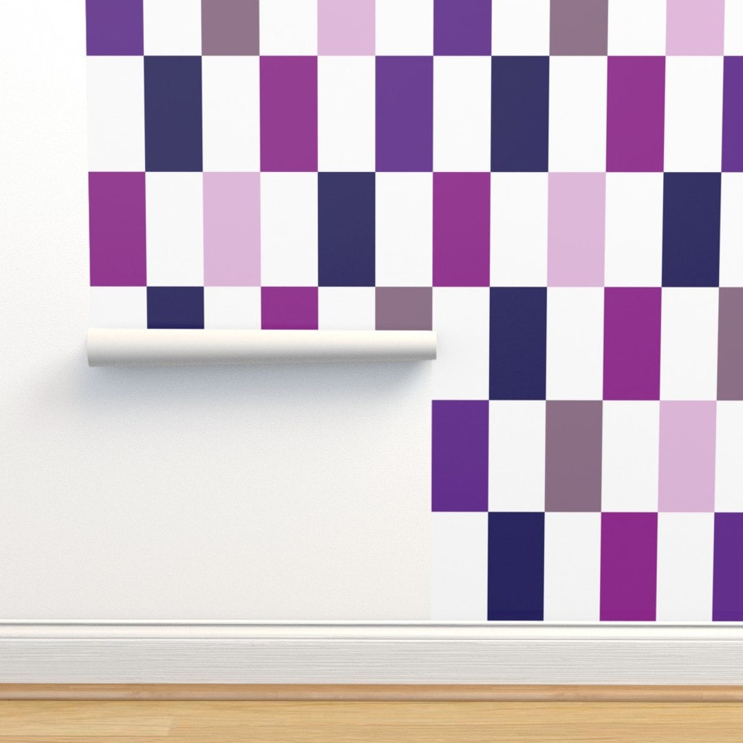Wallpaper Purple Magenta Lilac Checker Rectangle Tiles Peel and Stick ...