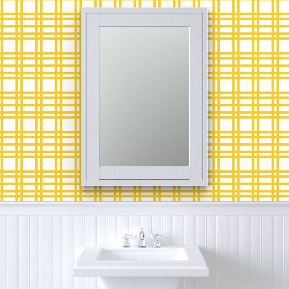 Yellow Plaid Wallpaper in Peel and Stick or Prepasted Wallpaper ...