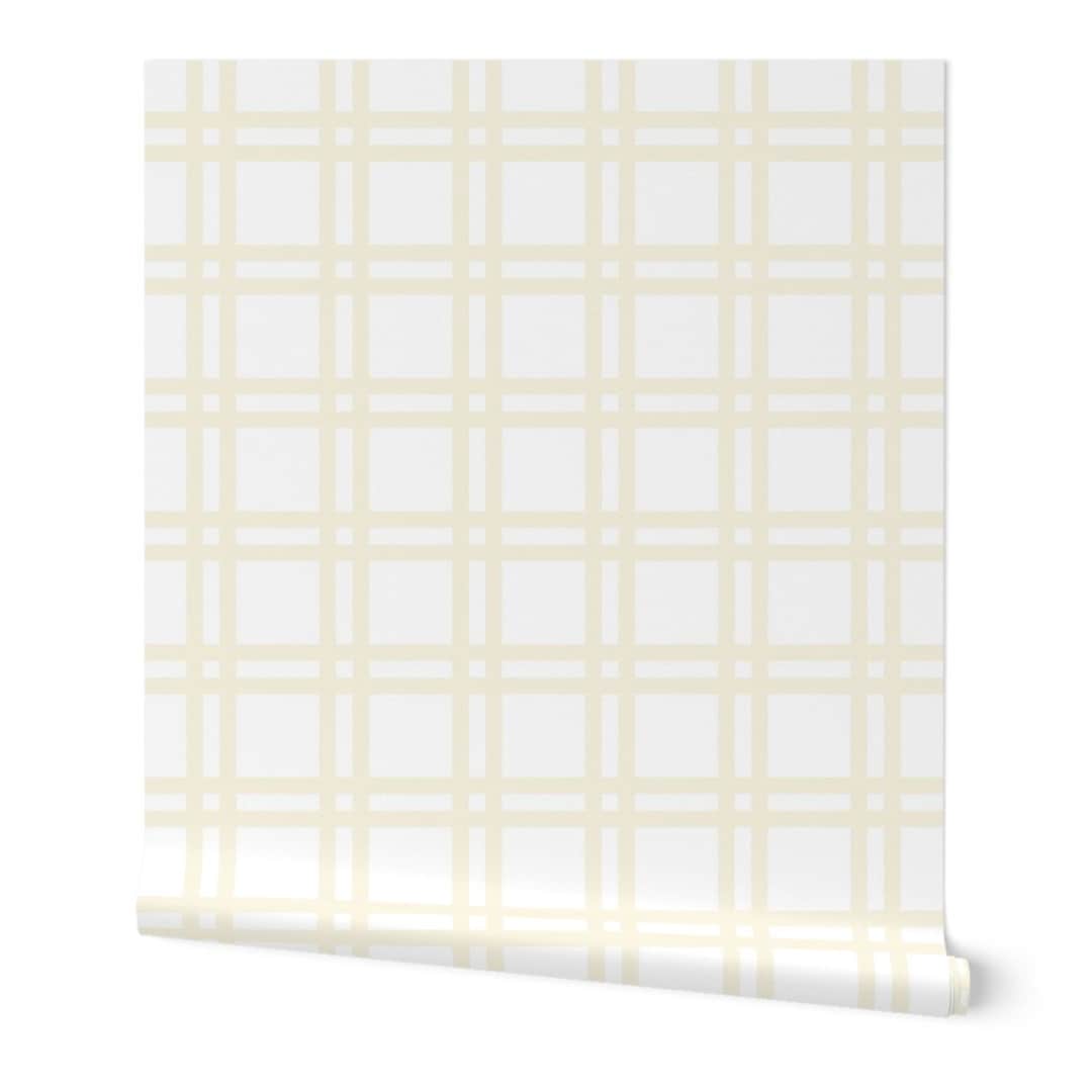 Wallpaper Neutral Beige Grid Wallpaper in Peel and Stick or Prepasted ...