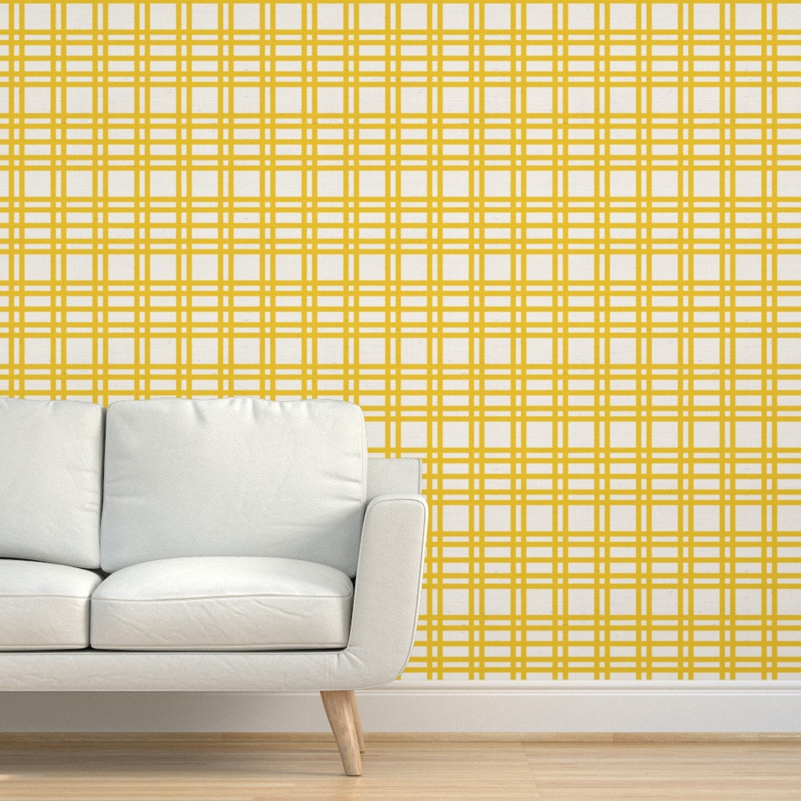 Yellow Plaid Wallpaper in Peel and Stick or Prepasted Wallpaper ...
