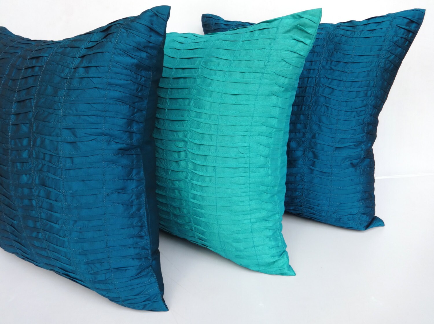 Mint art silk pleated pintuck pillow 18 inch cushion cover | Etsy