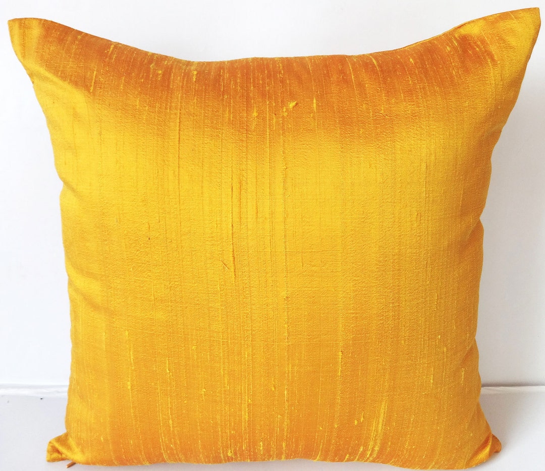Sun Set Yellow Dupioni Silk Throw Pillow. Shiny Bright Yellow Pillow ...