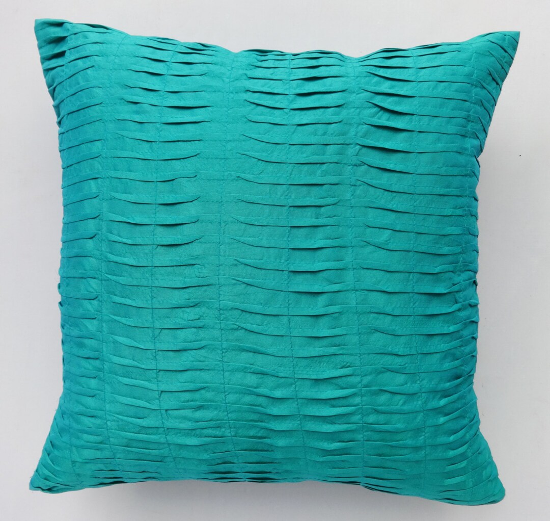 Mint Art Silk Pleated Pintuck Pillow 18 Inch Cushion Cover Only 2 in ...