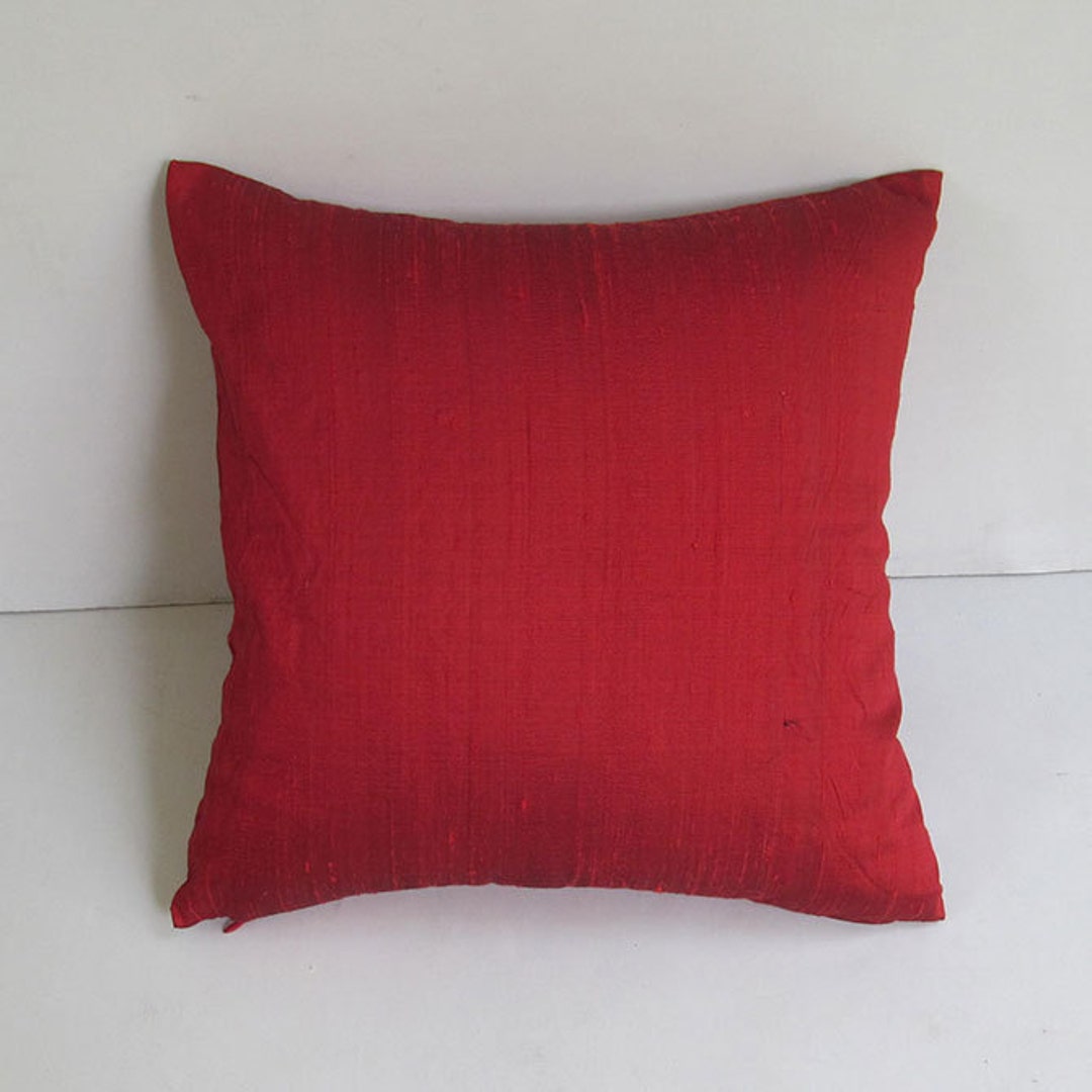 Bright Red Dupioni Silk Pillow Cover. Decorative Throw Pillow Cover ...
