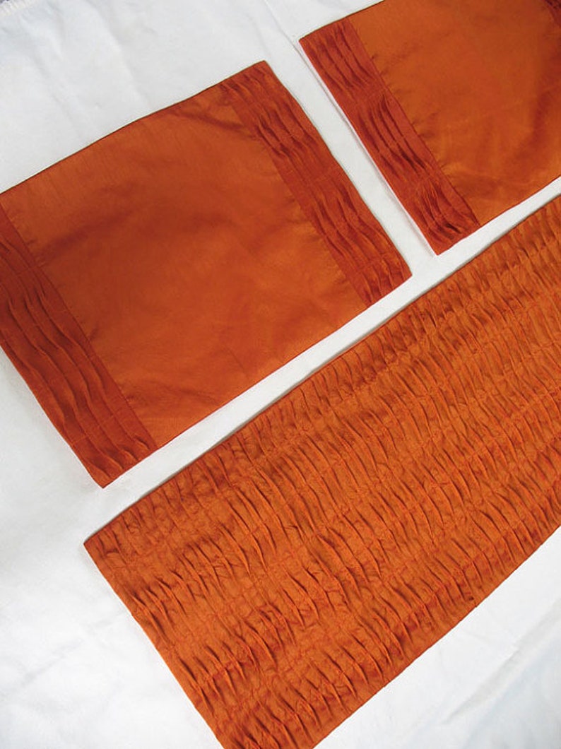 Orange Table Runner Pleated Table Line. Textured Table Decor - Etsy