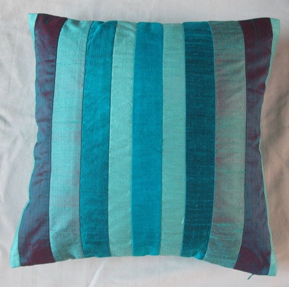 Teal Blue and Aqua Blue Striped Throw Pillow Cover. Decorative - Etsy