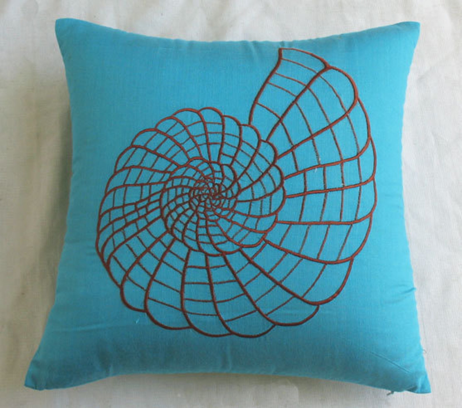 Turquoise Blue Nautical Throw Pillow With Brown Shell - Etsy