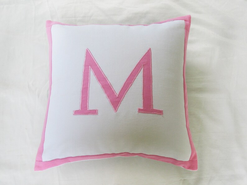 Pink initial pillow little girls room decor nursery room | Etsy