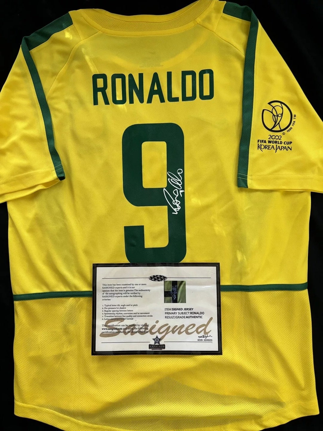 Retro Ronaldo Nazario 2002 World Cup Final Brazil SIGNED Home Shirt ...