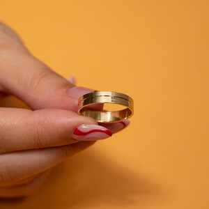 14K Solid Gold Slim Wedding Ring Set for Him & Her • Minimalist ...