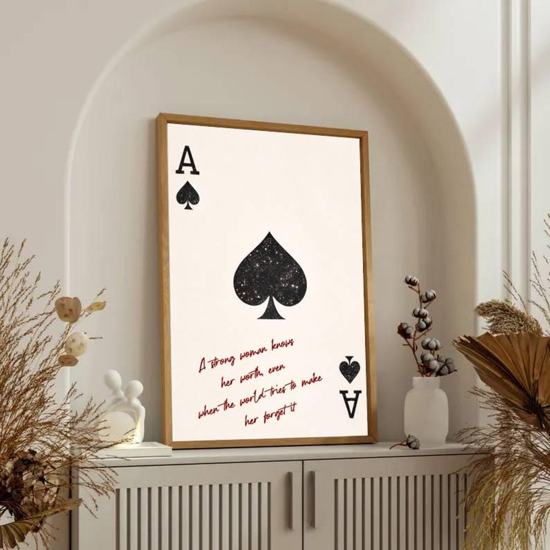 Ace of Spades Strong Woman Wall Art, Vintage Playing Card Poster ...