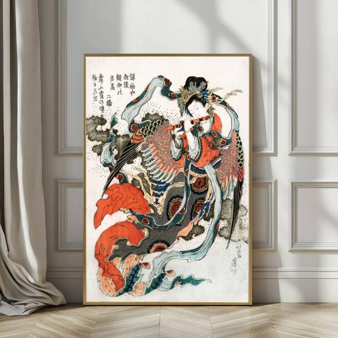 Japanese Ukiyo-e Phoenix Woman Art Canvas, Vintage Asian Wall Art ...