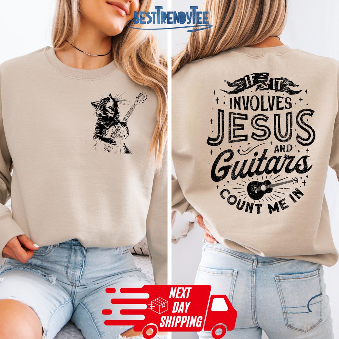 Jesus and Guitars Sweatshirt, Rock Music , for Guitar Lovers, Christian ...