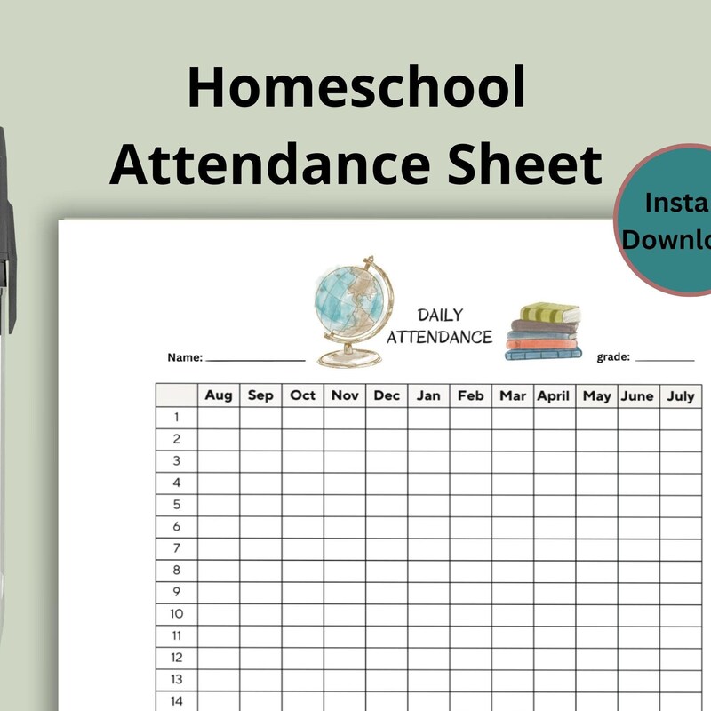 Homeschool Attendance Log - Etsy