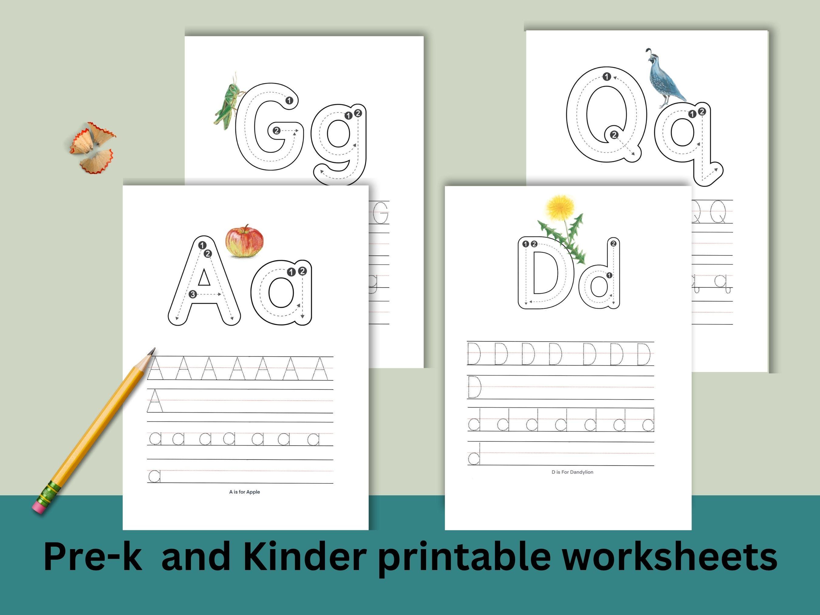 Printable Alphabet Tracing Worksheets Pre-k Kindergarten Toddler ...