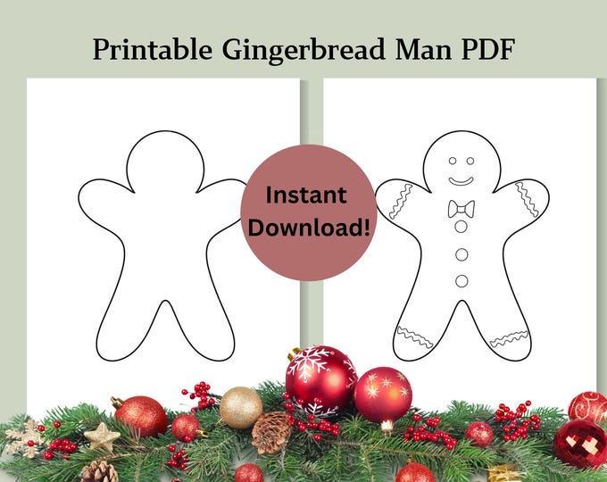 9 Inch Gingerbread Man Template-printable Gingerbread Man-christmas ...