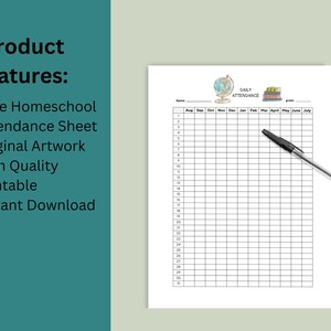 Printable Homeschool Attendance Tracker (digital Download) - Etsy