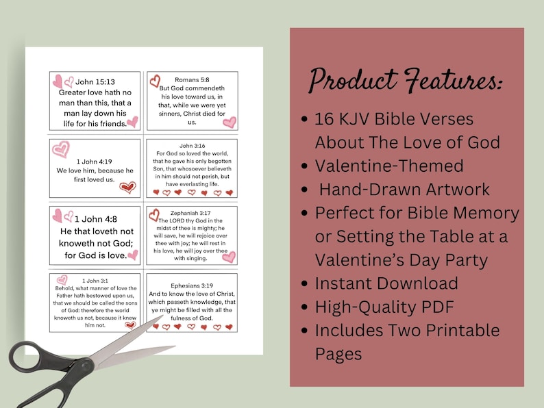 KJV Bible Printable Bible Cards -god's Love Bible Memory Cards ...