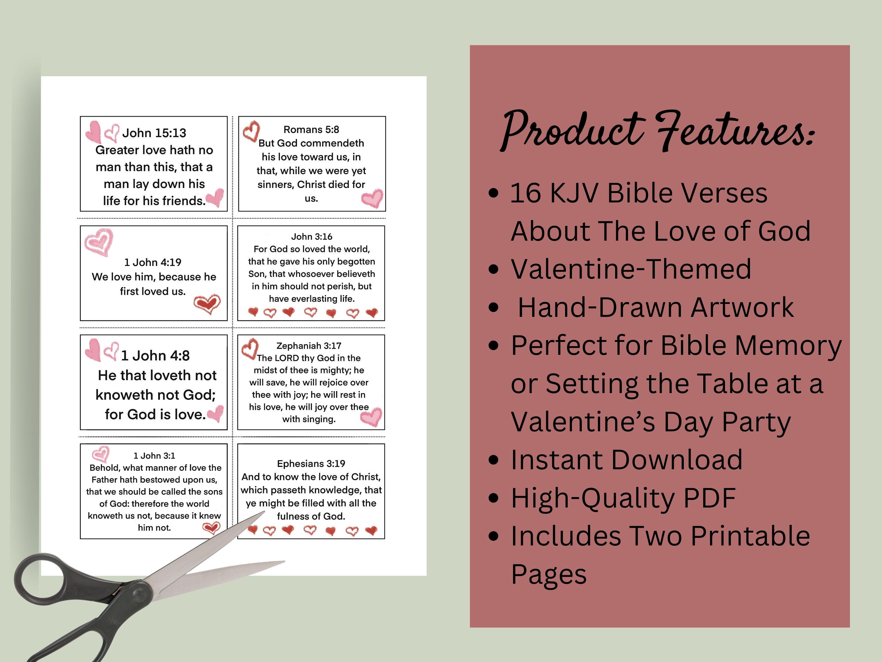 KJV Bible Printable Bible Cards -god's Love Bible Memory Cards ...