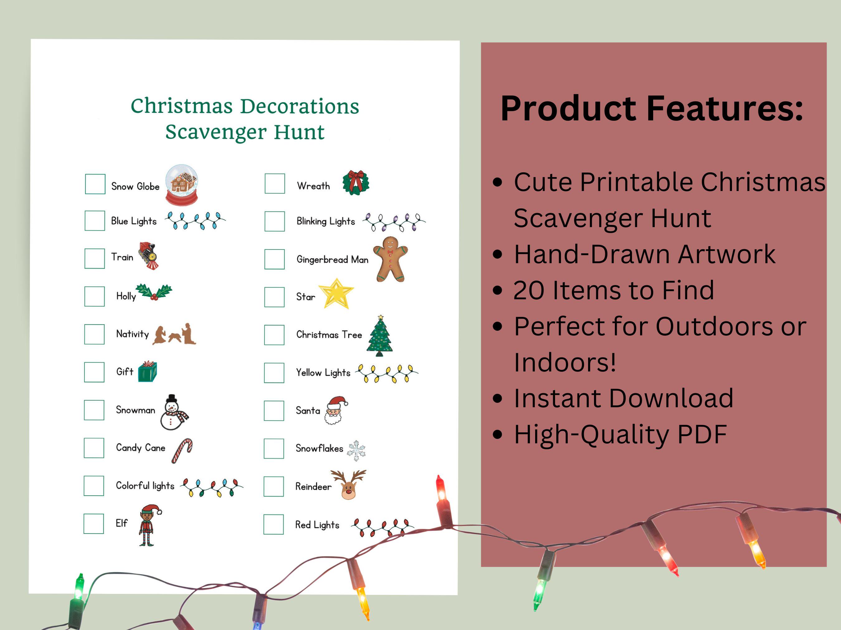 Christmas Lights Scavenger Hunt: Illustrated Holiday Decorations (PDF ...