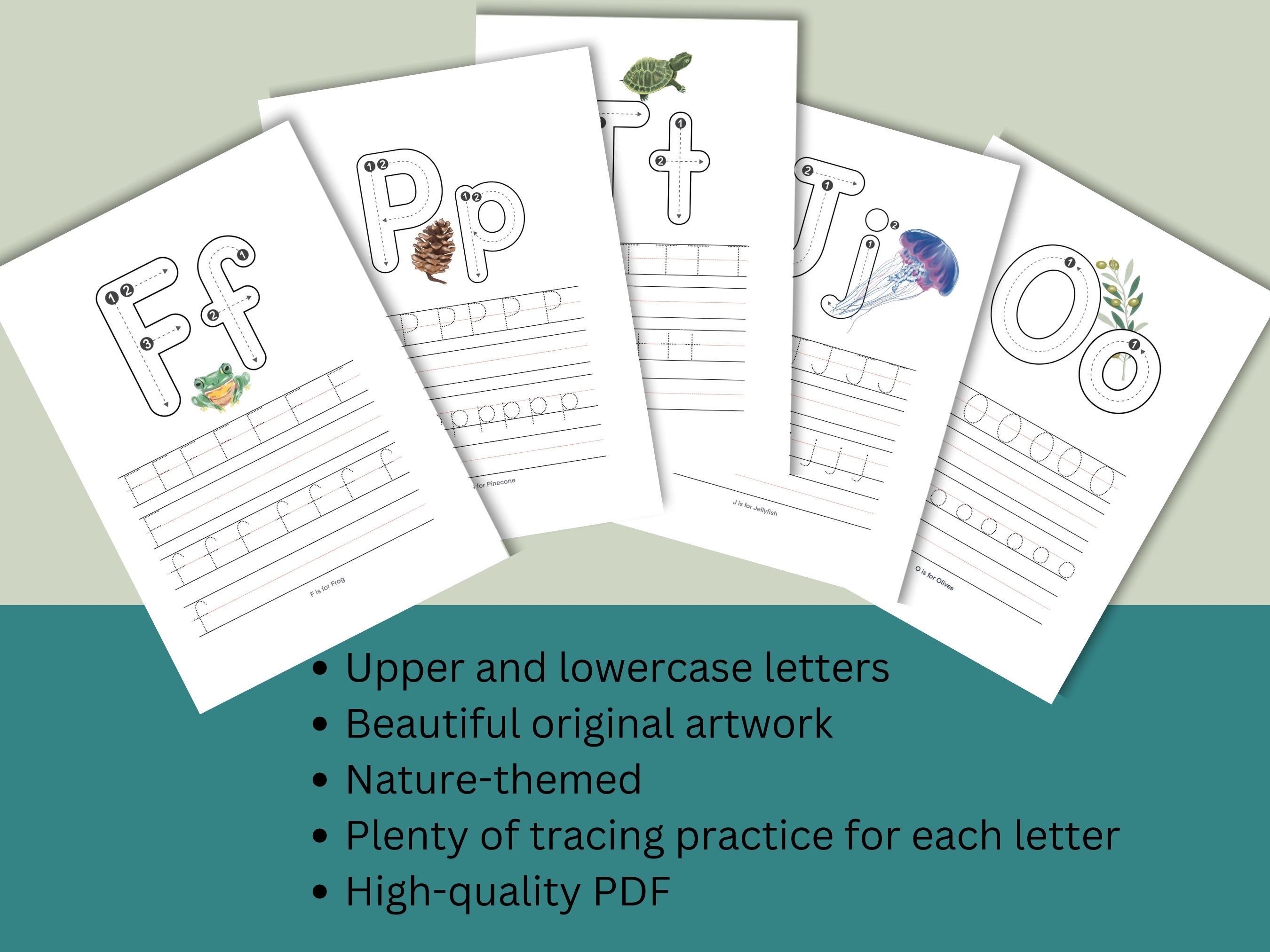 Printable Alphabet Tracing Worksheets Pre-k Kindergarten Toddler ...