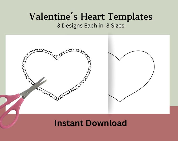 6 Inch Heart Printable Template-large Heart Cutout-valentines Day Decor ...