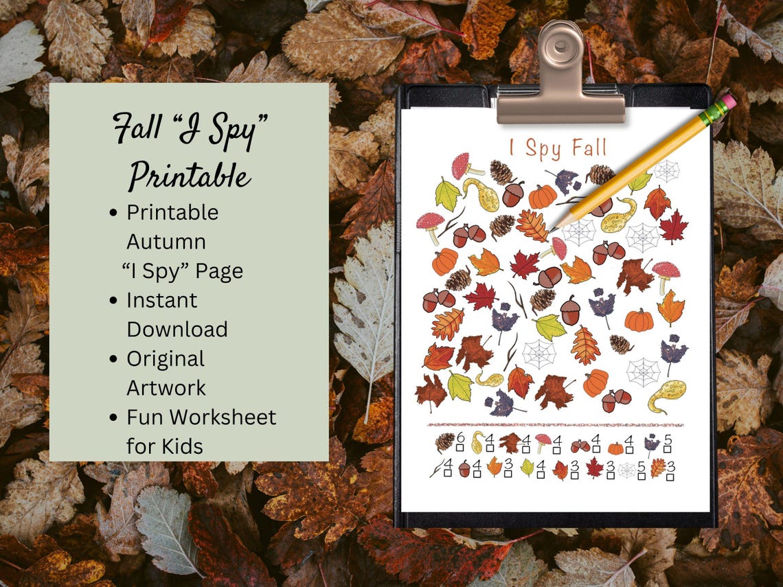 Printable I Spy Counting Activity Sheet - Fun Autumn Worksheet ...